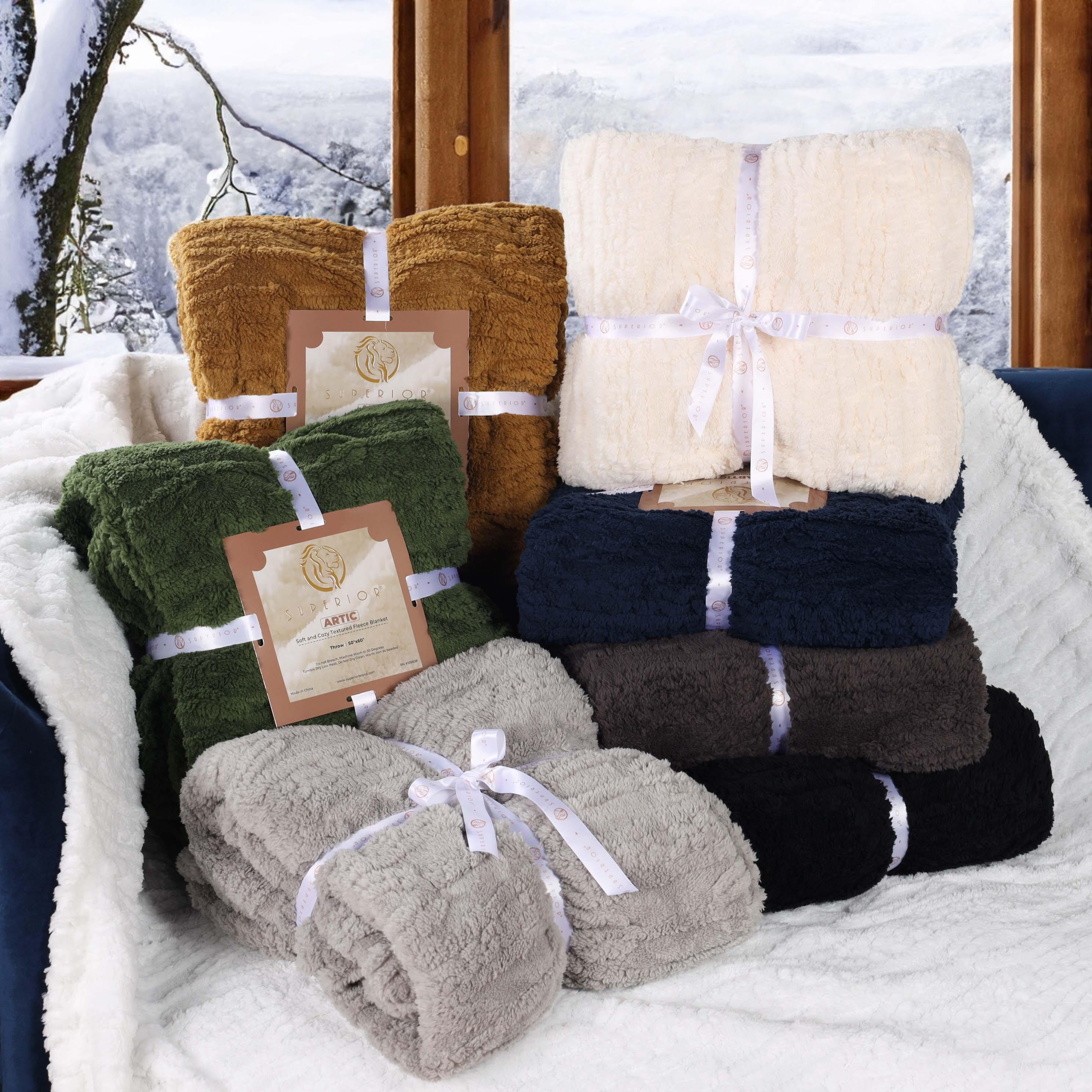 Arctic Boho Knit Jacquard Fleece Plush Medium Weight Fluffy Blanket ...